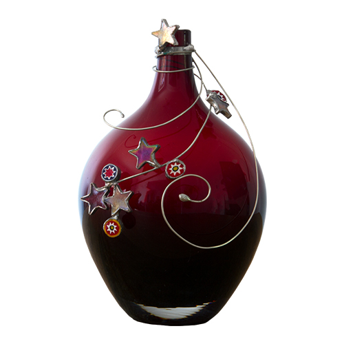 Red bulb-shaped rich red decorated glass vase - Orchid Stained Glass ...