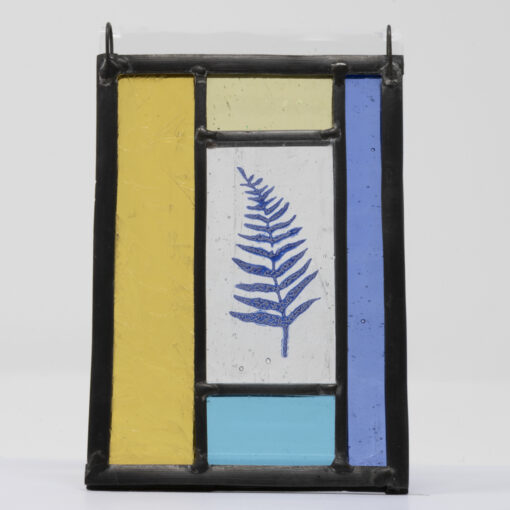Stained glass panel with blue fern - Orchid Stained Glass, Fareham